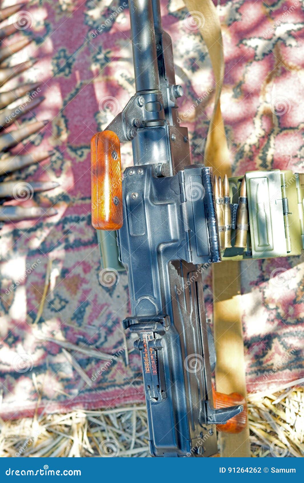 Machine-gun with Ammo Chain Stock Photo - Image of soviet, scope: 91264262