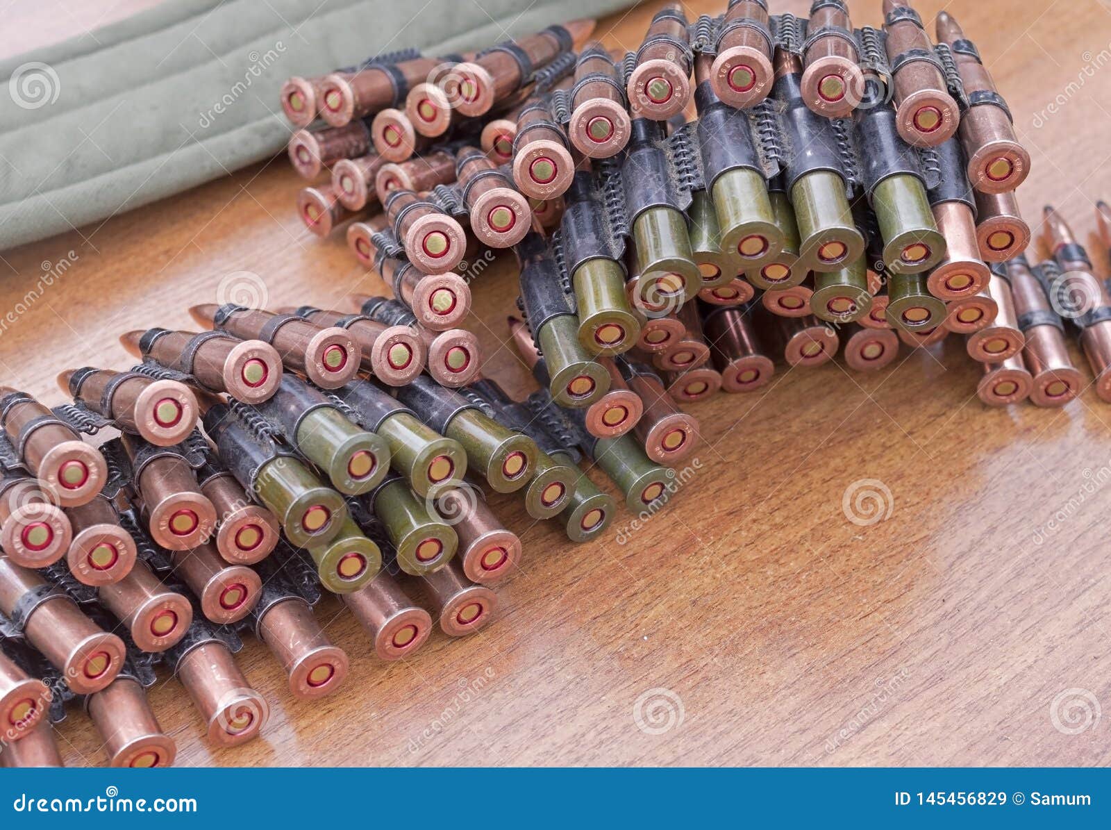 Machine Gun Ammo On A White Background, Bullet Belt, Bandoleer, Chain ...