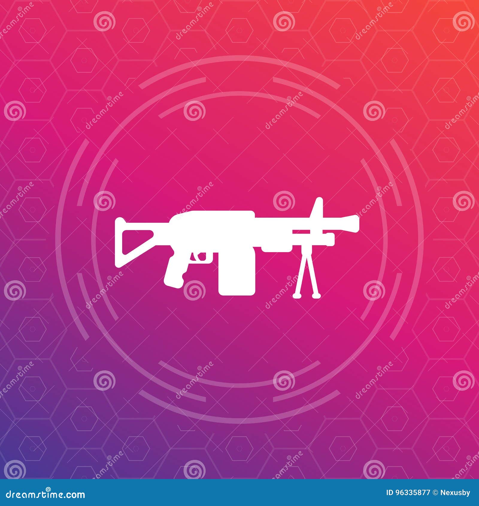 Machine Gun, Automatic Firearm Icon Stock Vector - Illustration of ...