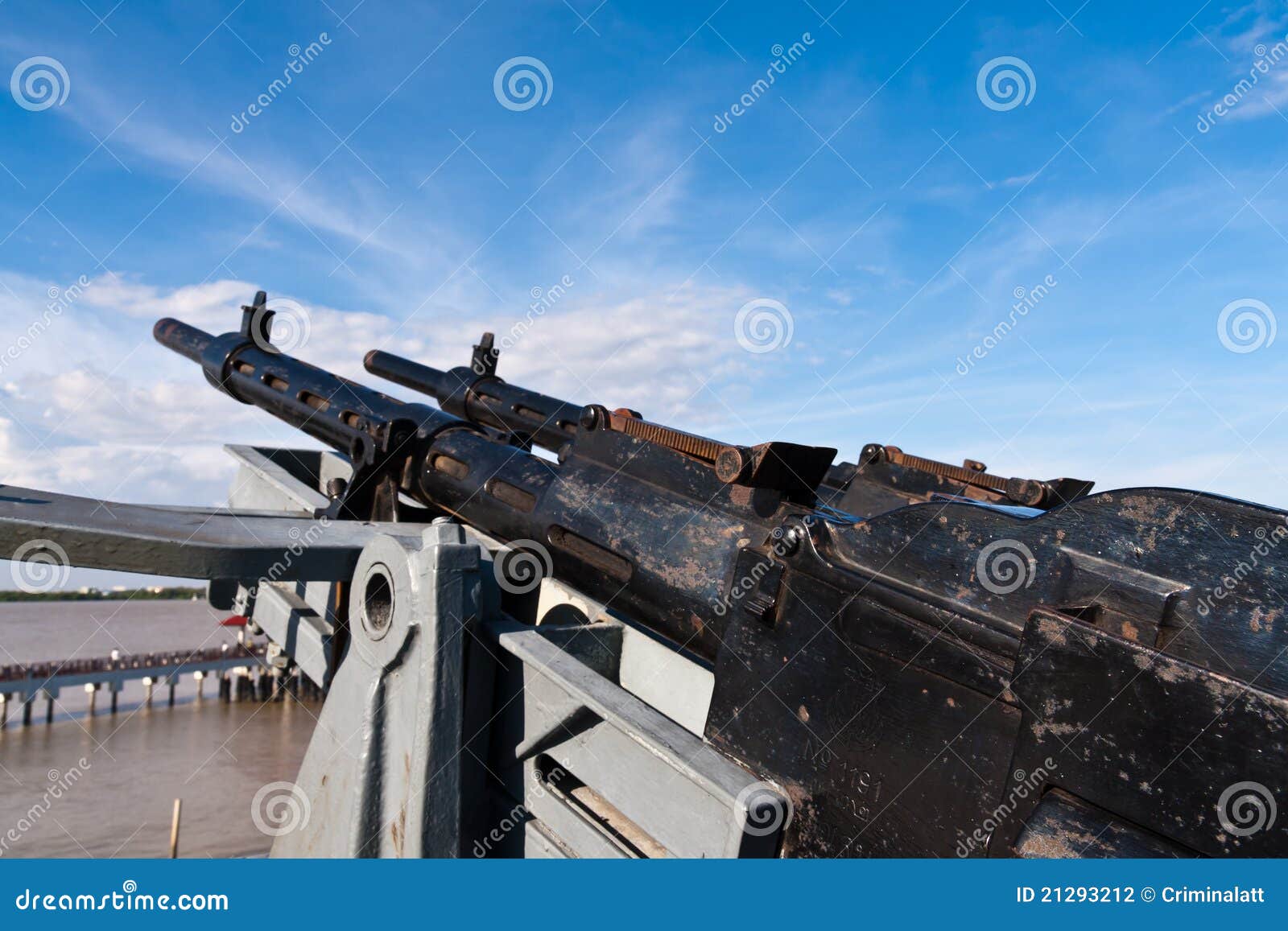 Machine gun on battleship stock photo. Image of historic - 21293212