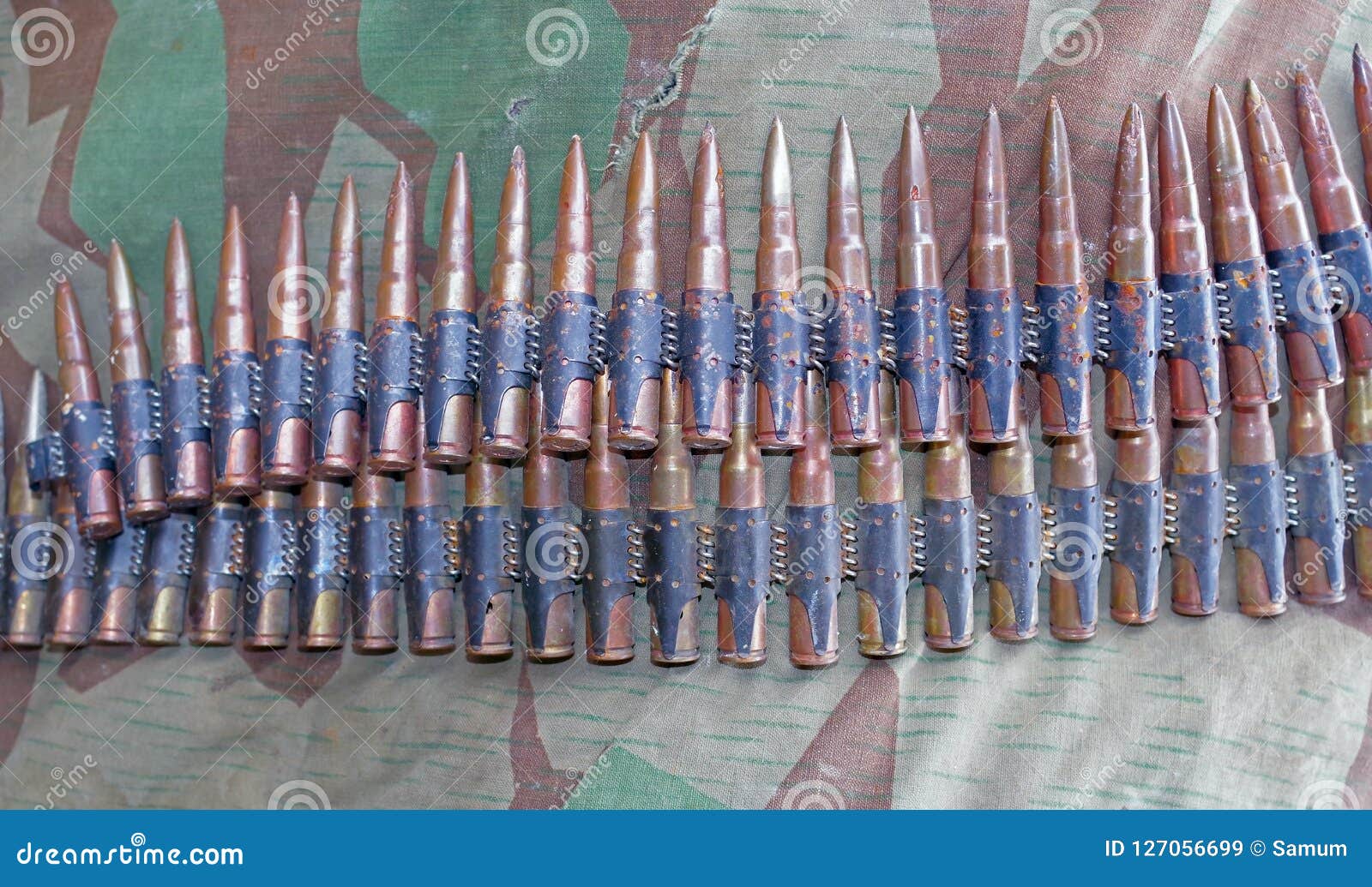 Machine-gun bullet belt stock image. Image of design - 127056699