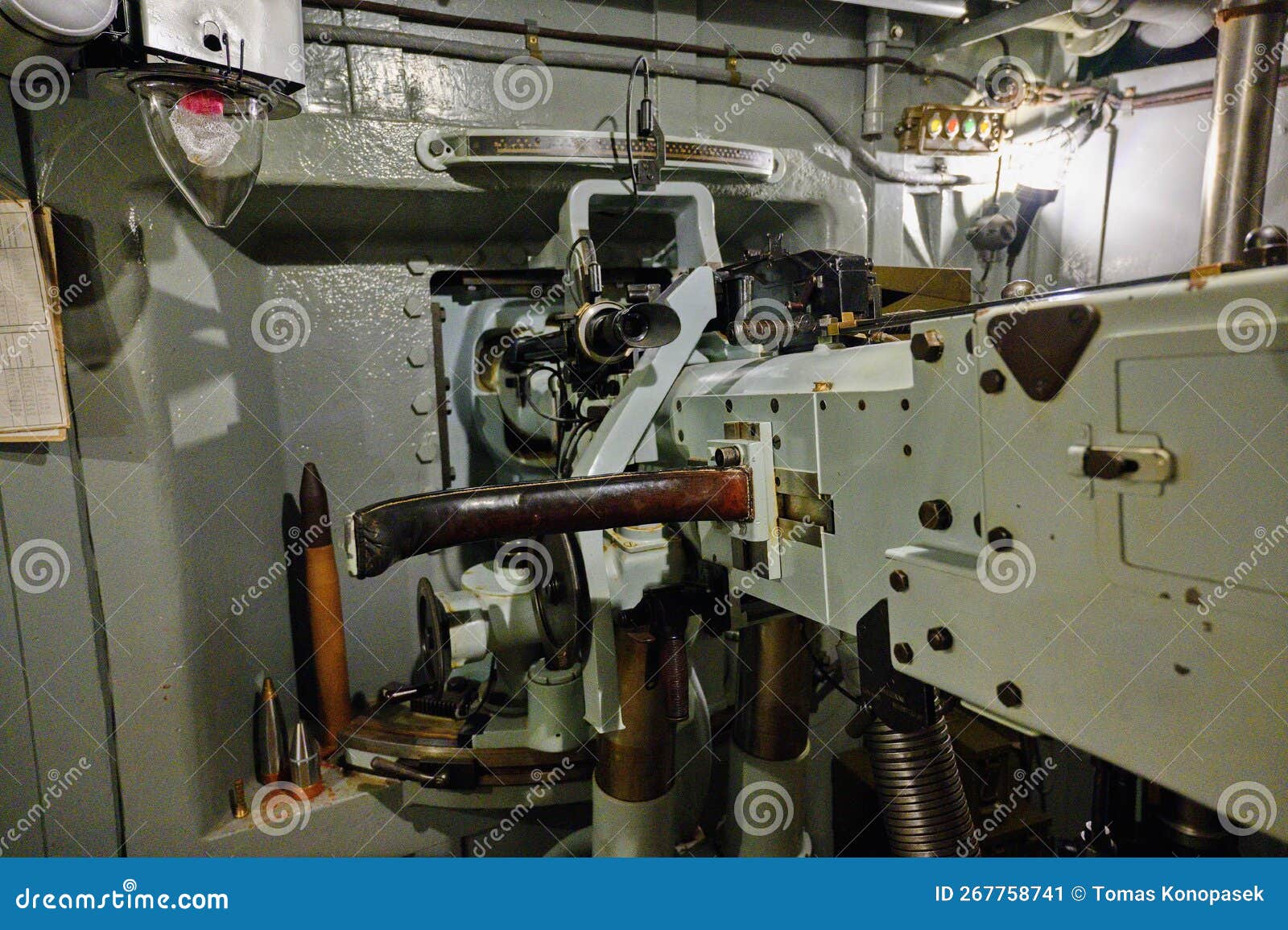 Machine Gun and Cannon Inside the Bunker. Editorial Photo - Image of ...