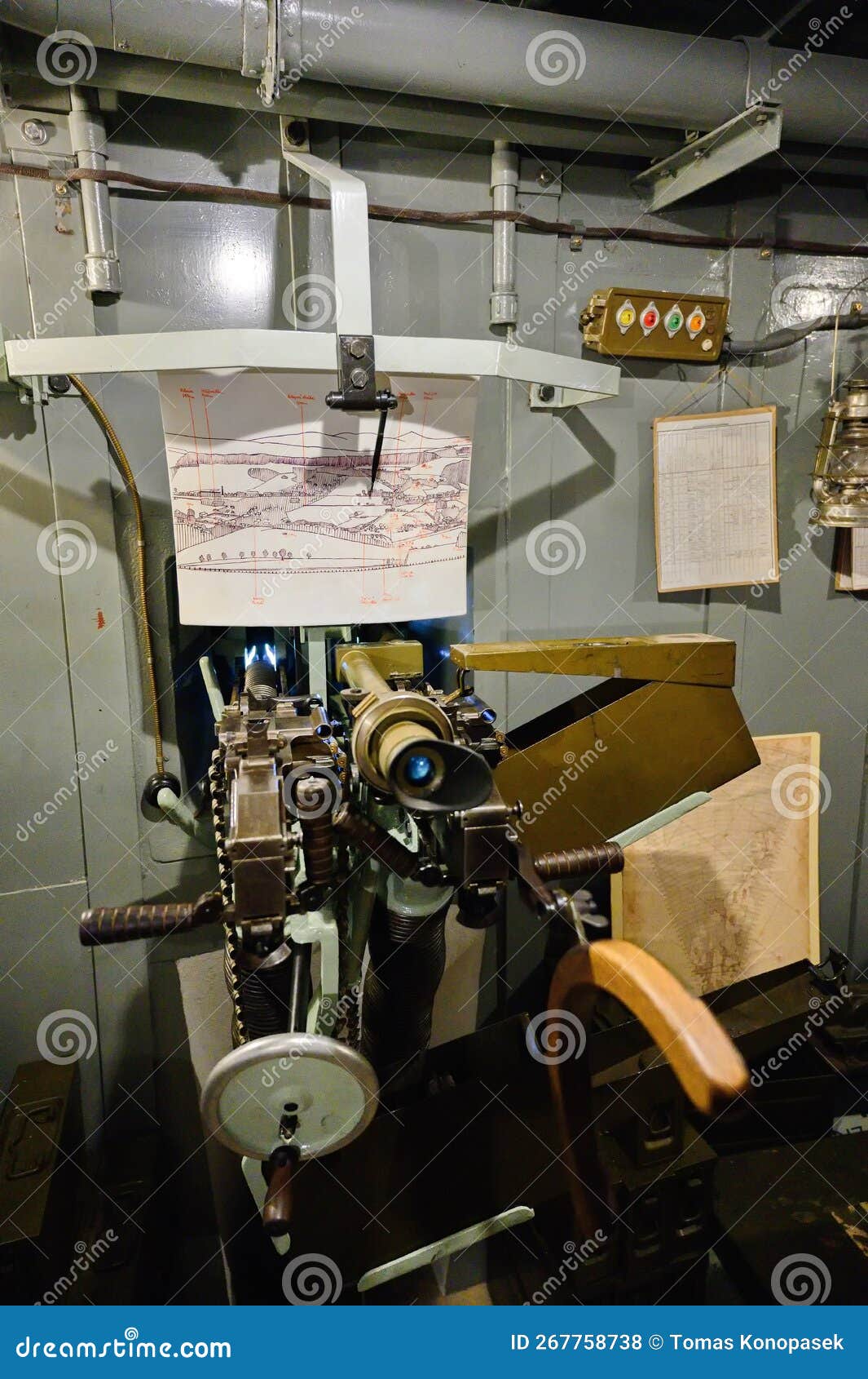 Machine Gun and Cannon Inside the Bunker. Editorial Stock Photo - Image ...