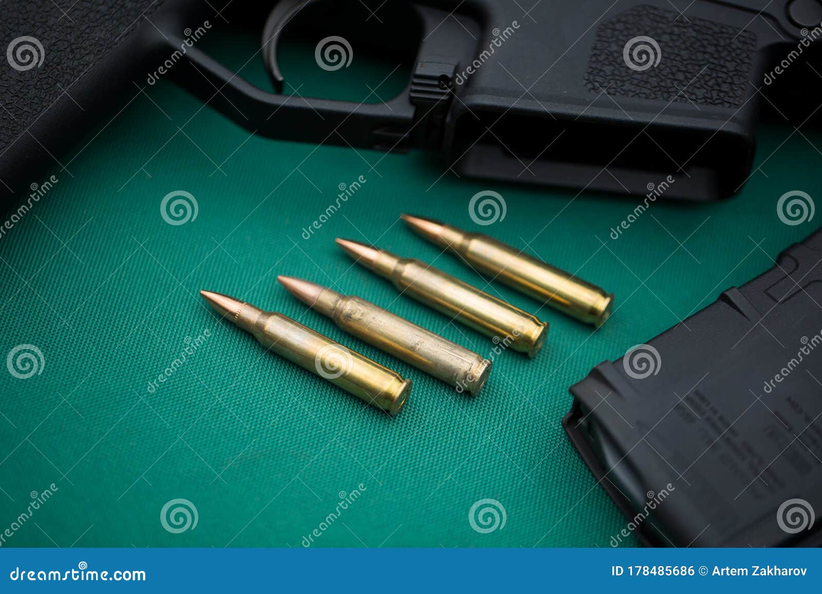 Machine Gun Cartridges and Ammunition on the Range. Stock Photo - Image ...