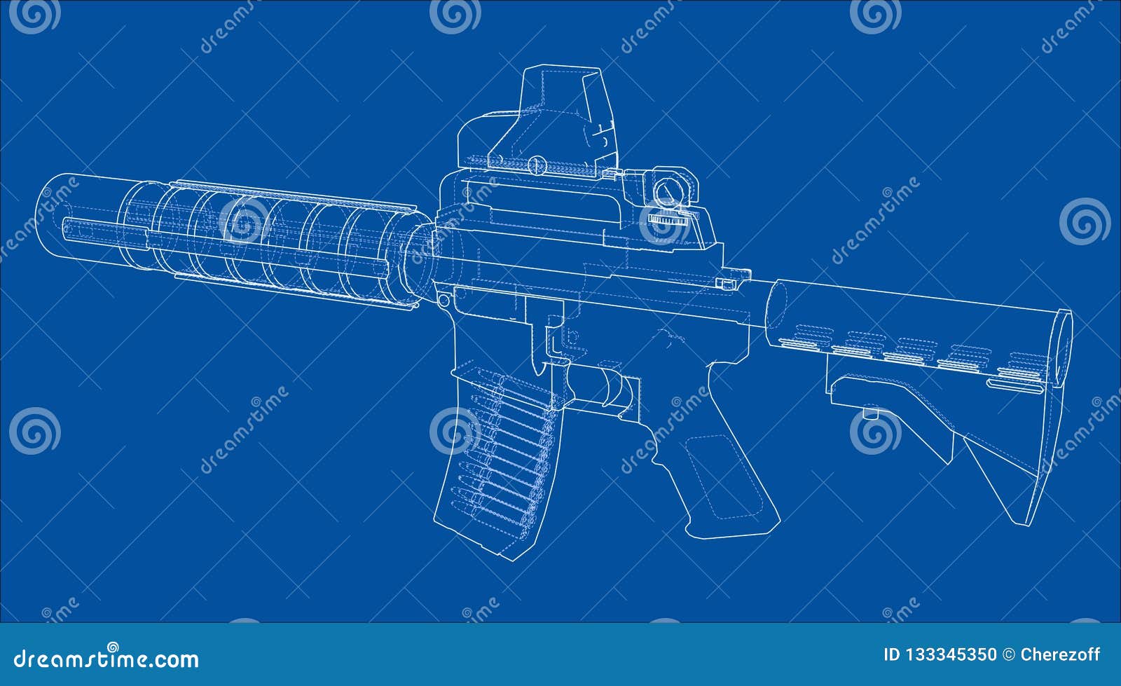 Machine Gun. 3d Illustration Stock Illustration - Illustration of ...