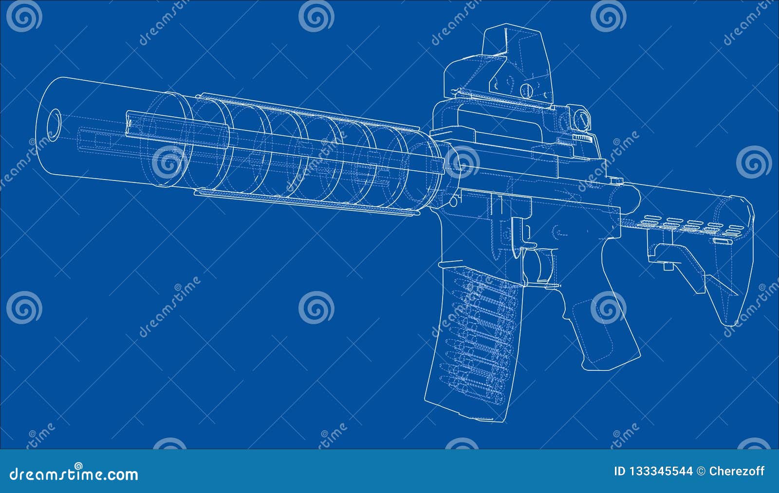 Machine Gun. 3d Illustration Stock Illustration - Illustration of ...