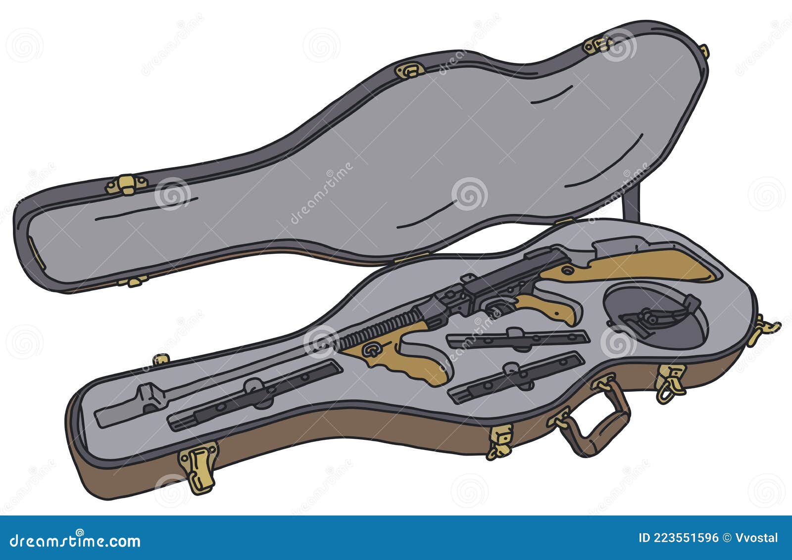The Machine Gun in a False Guitar Case Stock Vector - Illustration of ...