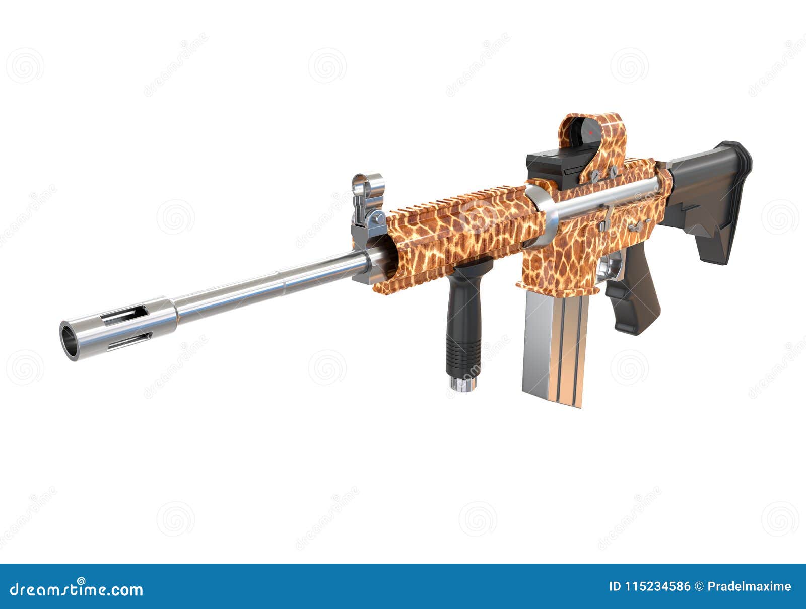 Machine Gun with Fur Texture Stock Illustration - Illustration of arms ...
