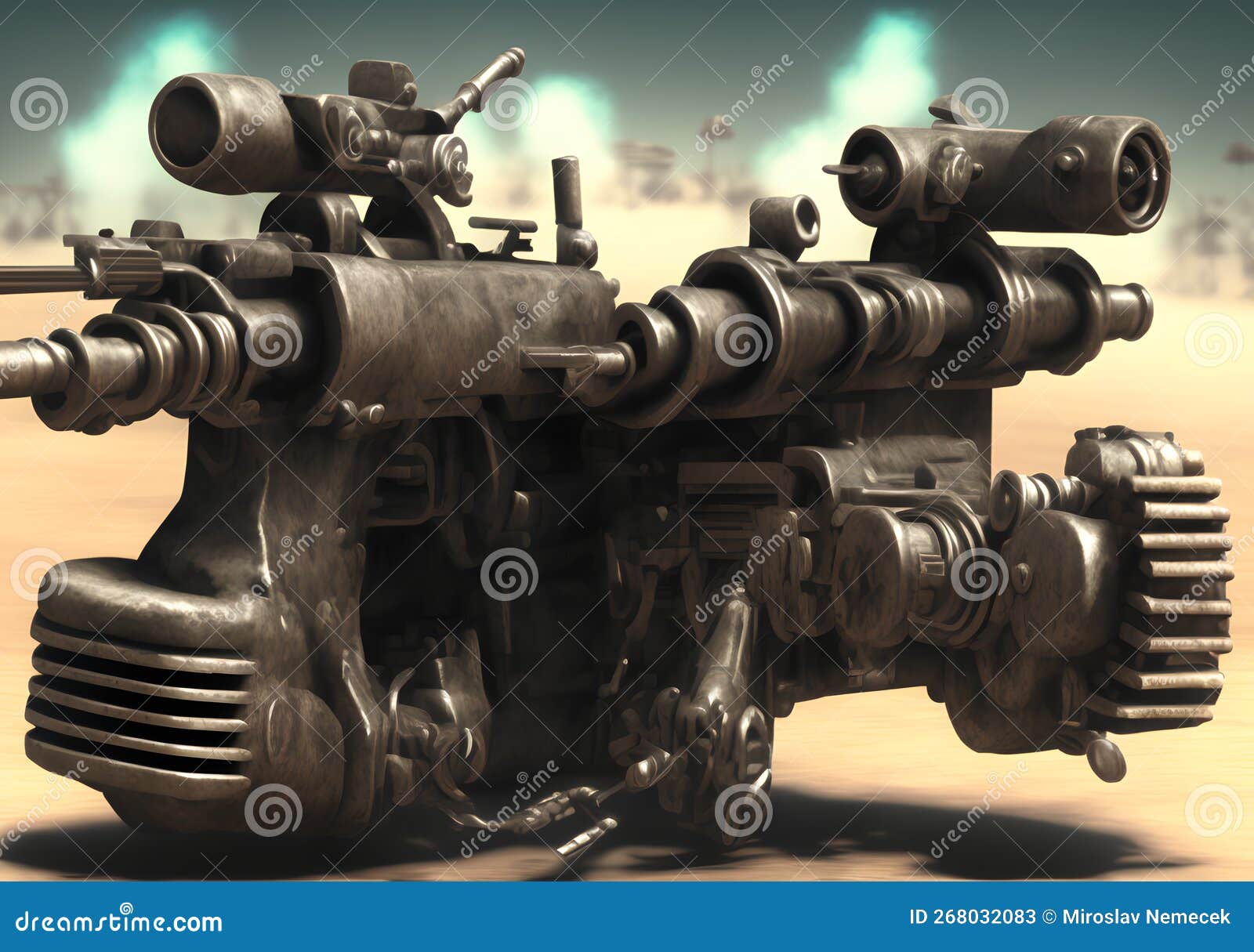 Machine Gun, Generative AI Illustration Stock Illustration ...