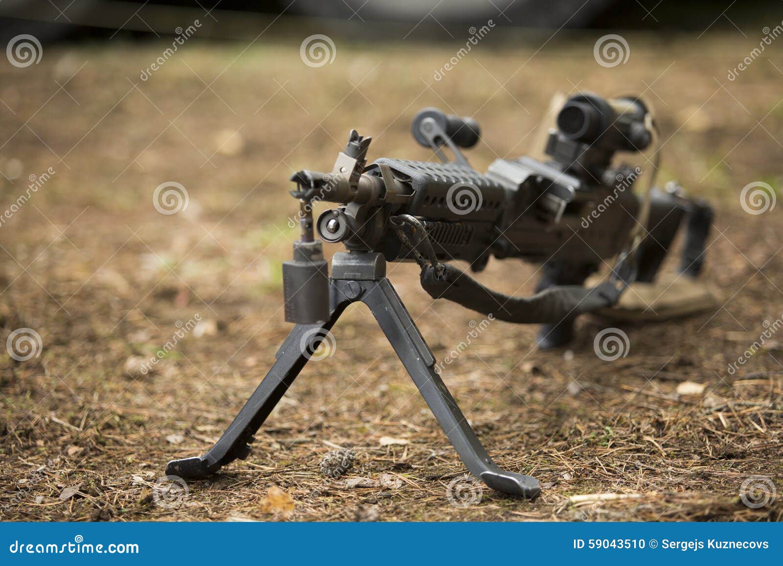 Machine gun on the ground stock photo. Image of army - 59043510