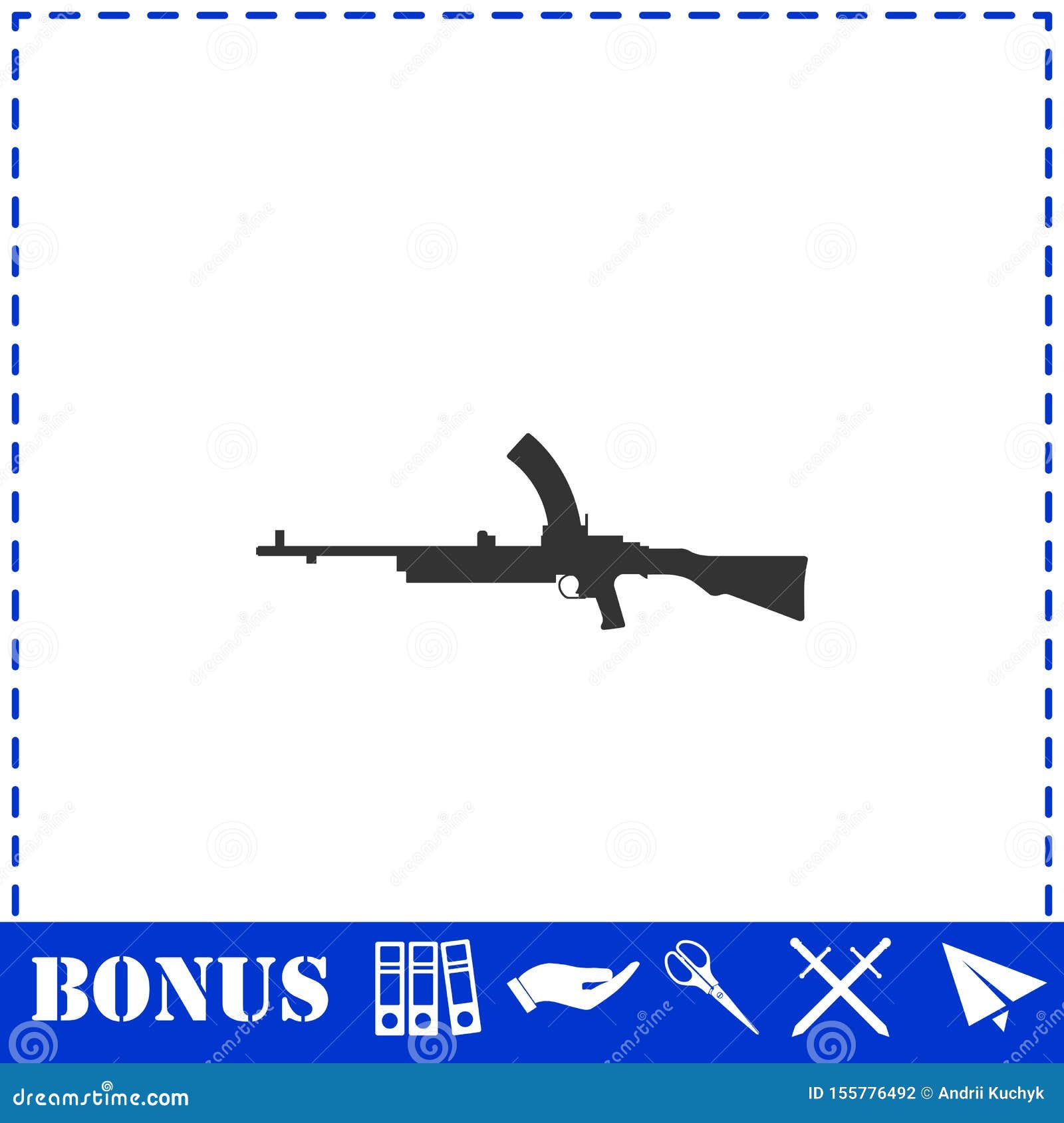 Machine gun icon flat stock vector. Illustration of machine - 155776492