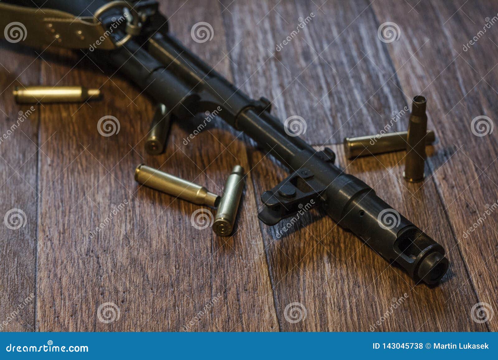 Machine Gun Lying on the Ground with Shell Stock Photo - Image of ...