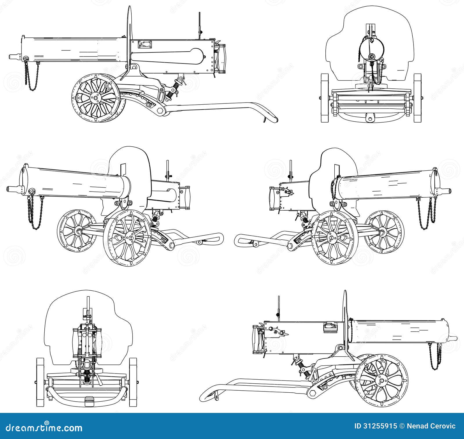 Machine Gun Maxim Vector 01 Stock Vector - Illustration of civil ...