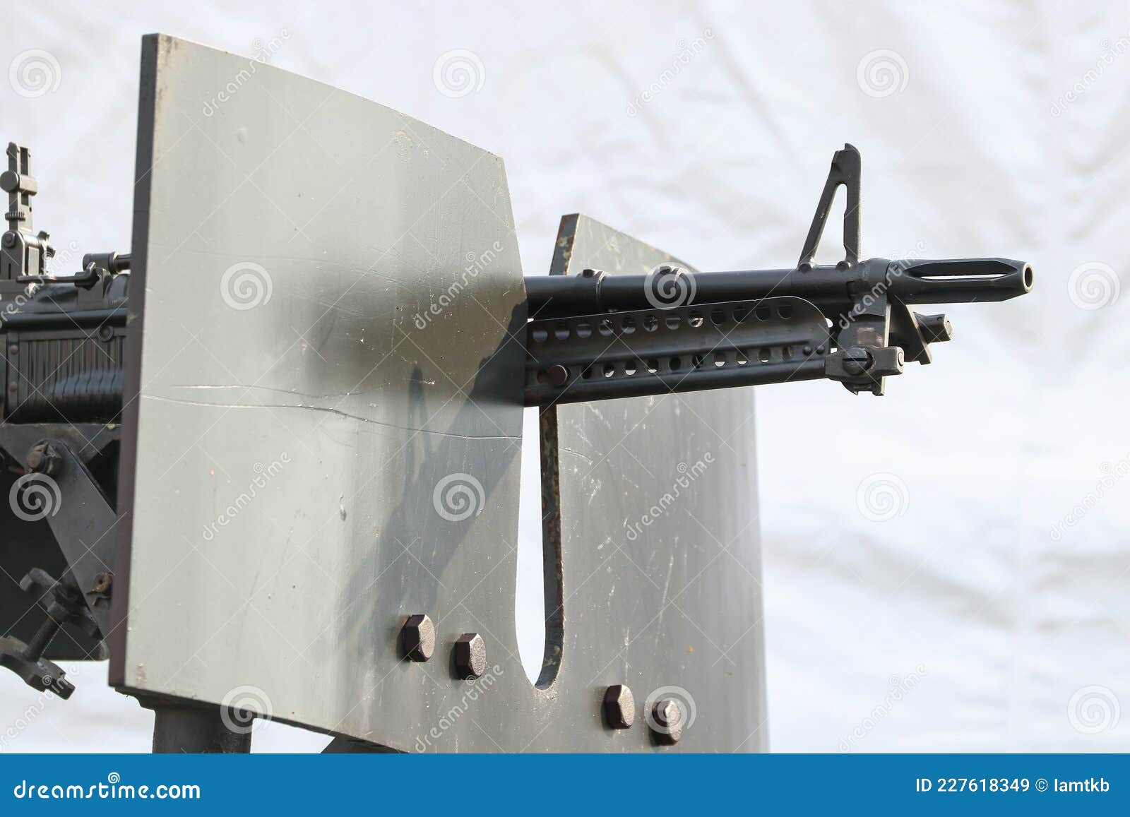 Machine Gun Mount with Armor Shield Stock Image - Image of firing ...