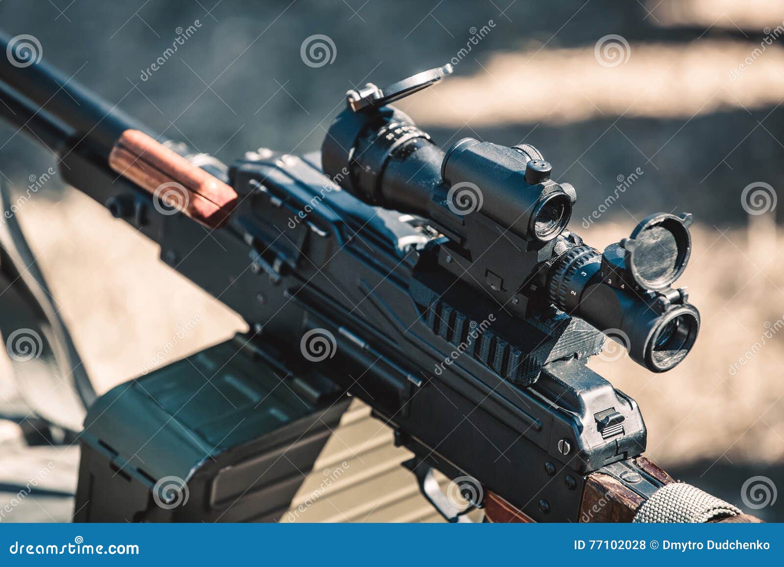 Machine Gun with Optical Sight Stock Photo - Image of clothing ...