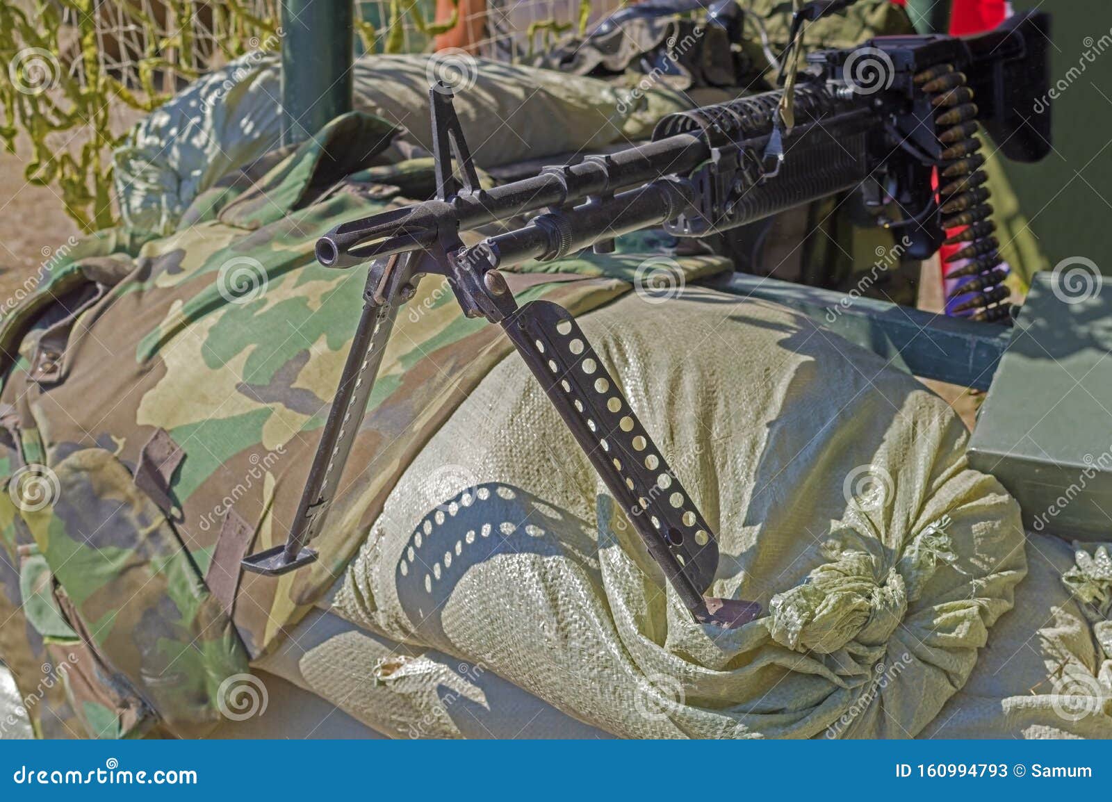 Machine Gun on position stock image. Image of green - 160994793