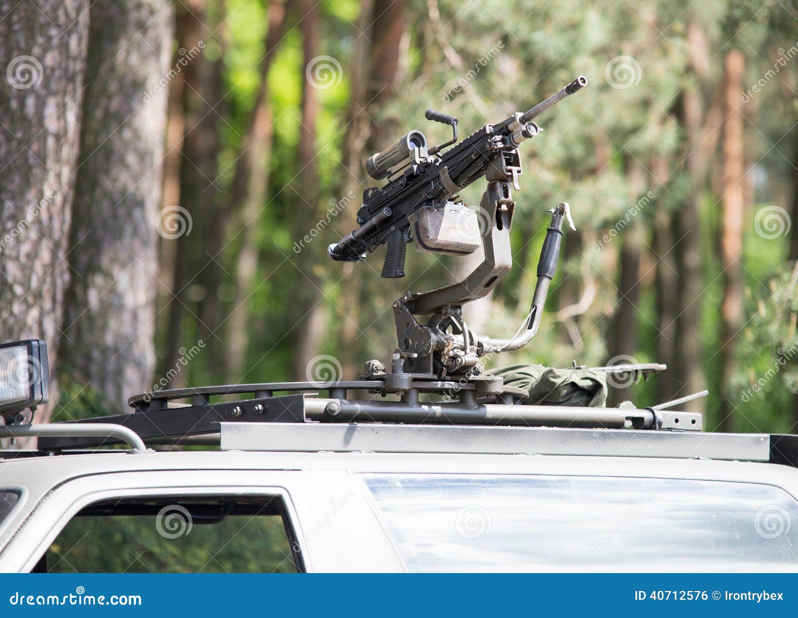 Machine Gun in the Roof of Car Stock Photo - Image of weapon, marines ...