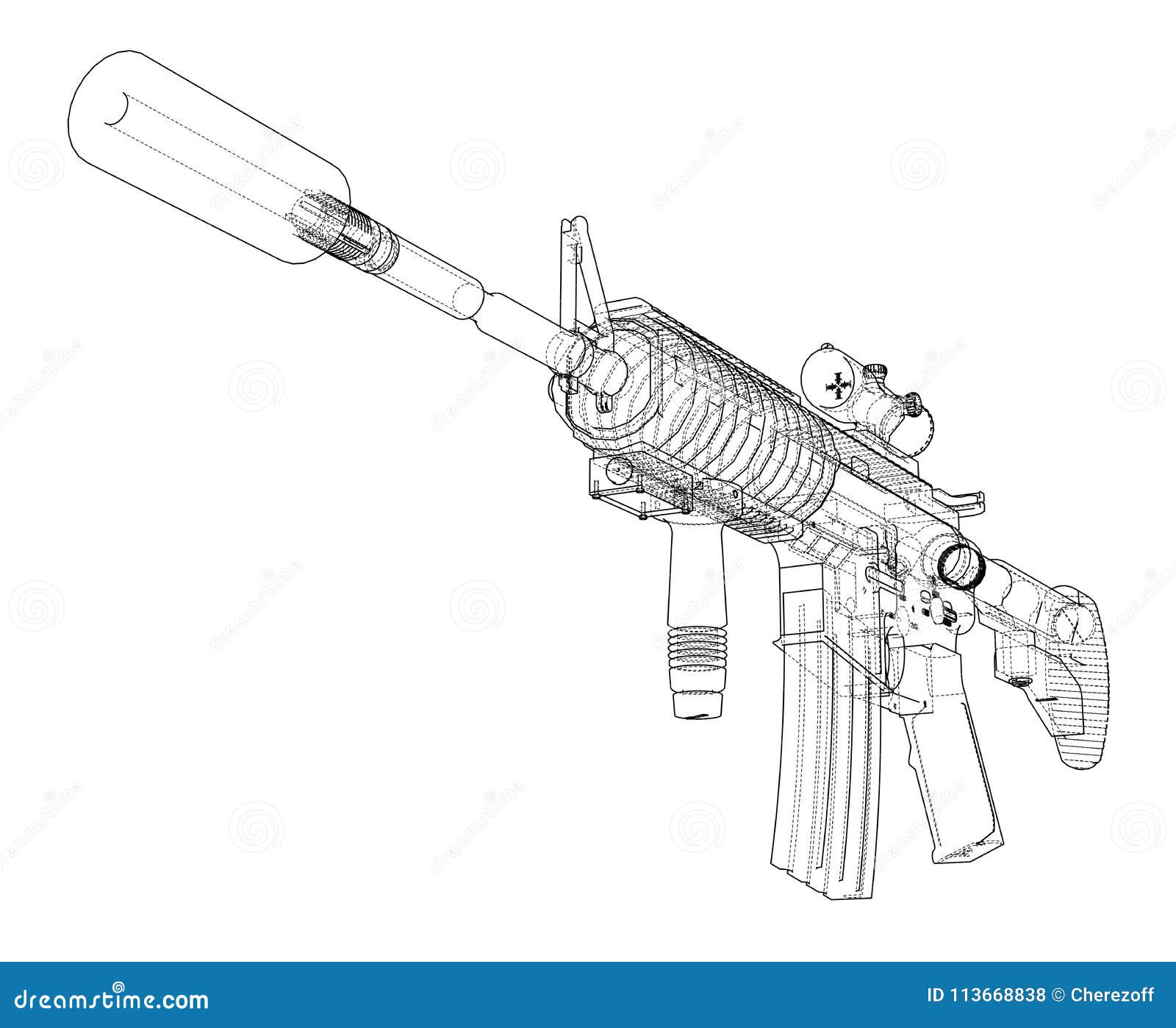 Machine Gun. 3d Illustration Stock Illustration - Illustration of ...