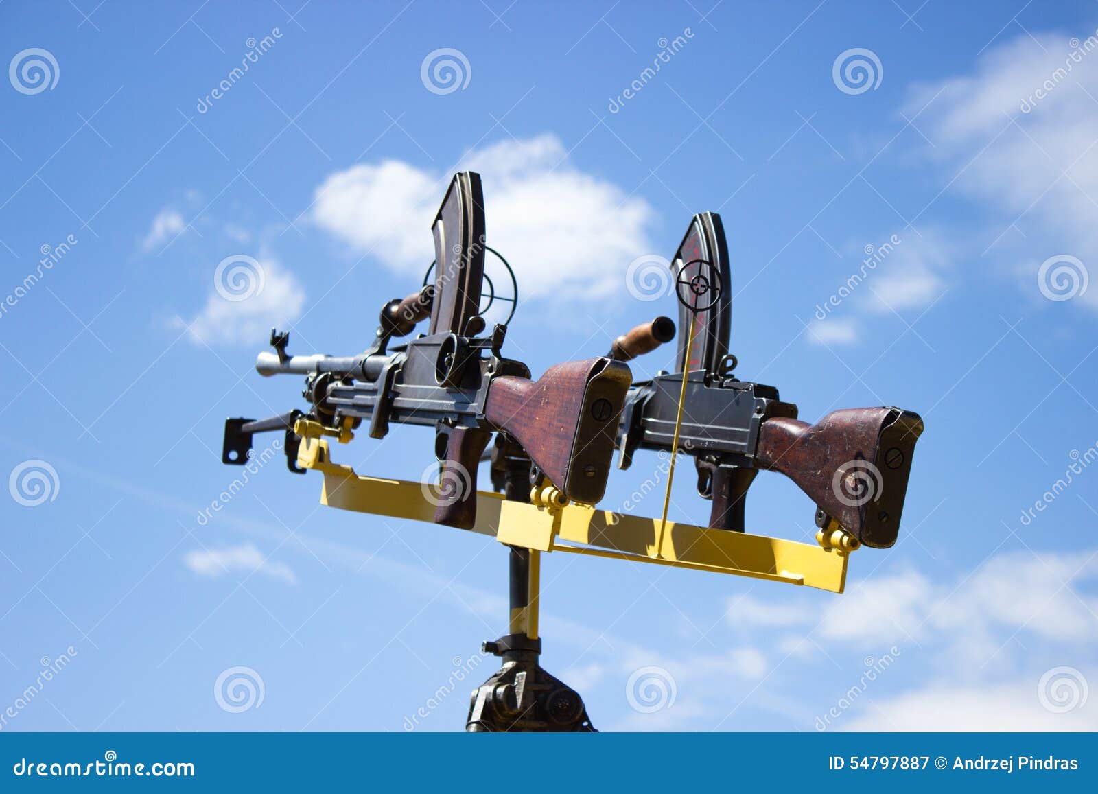 Machine Gun on a Stand Against the Sky Stock Image - Image of machine ...