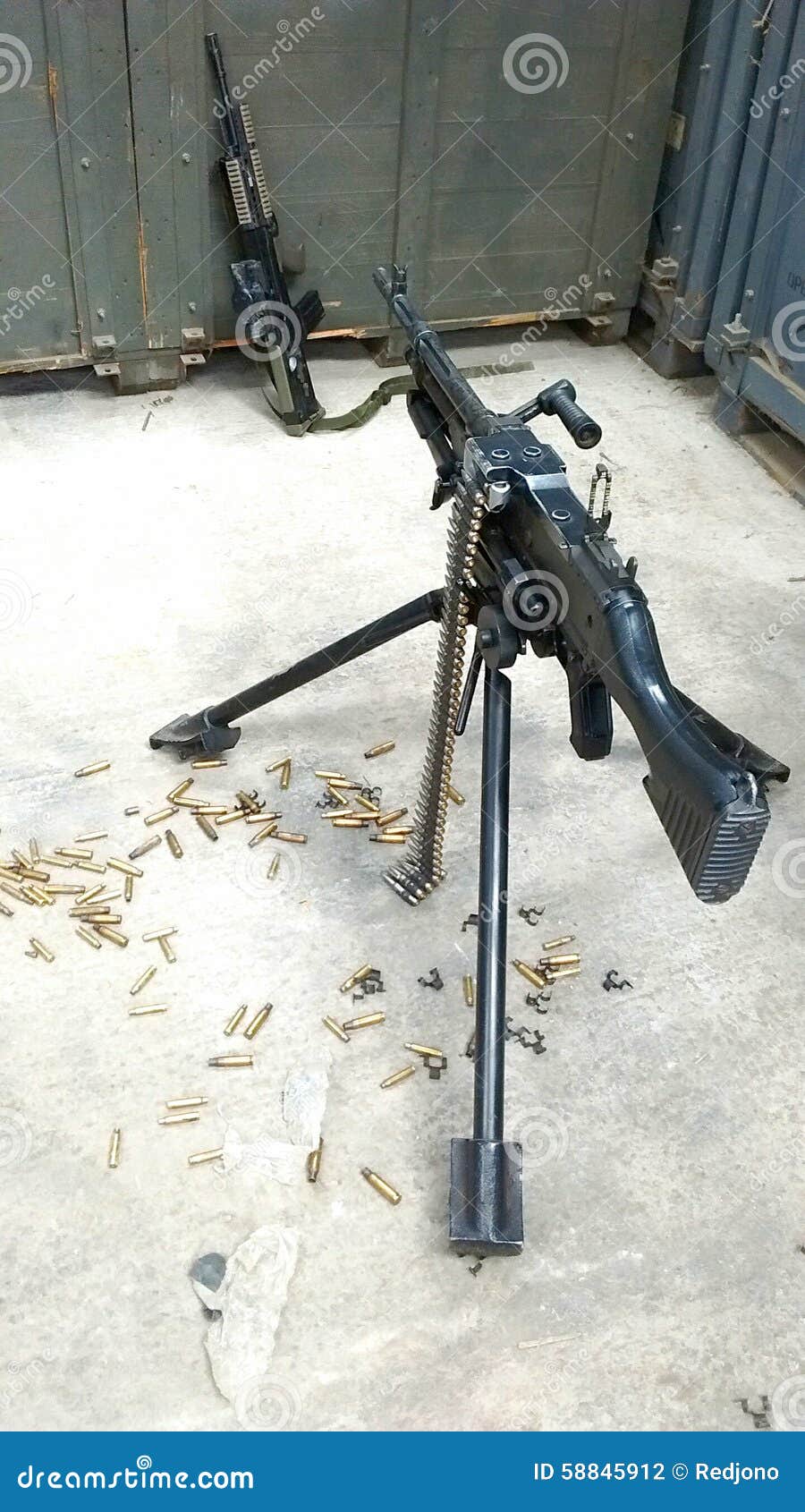 Machine gun on stand stock photo. Image of bullets, ammunition - 58845912