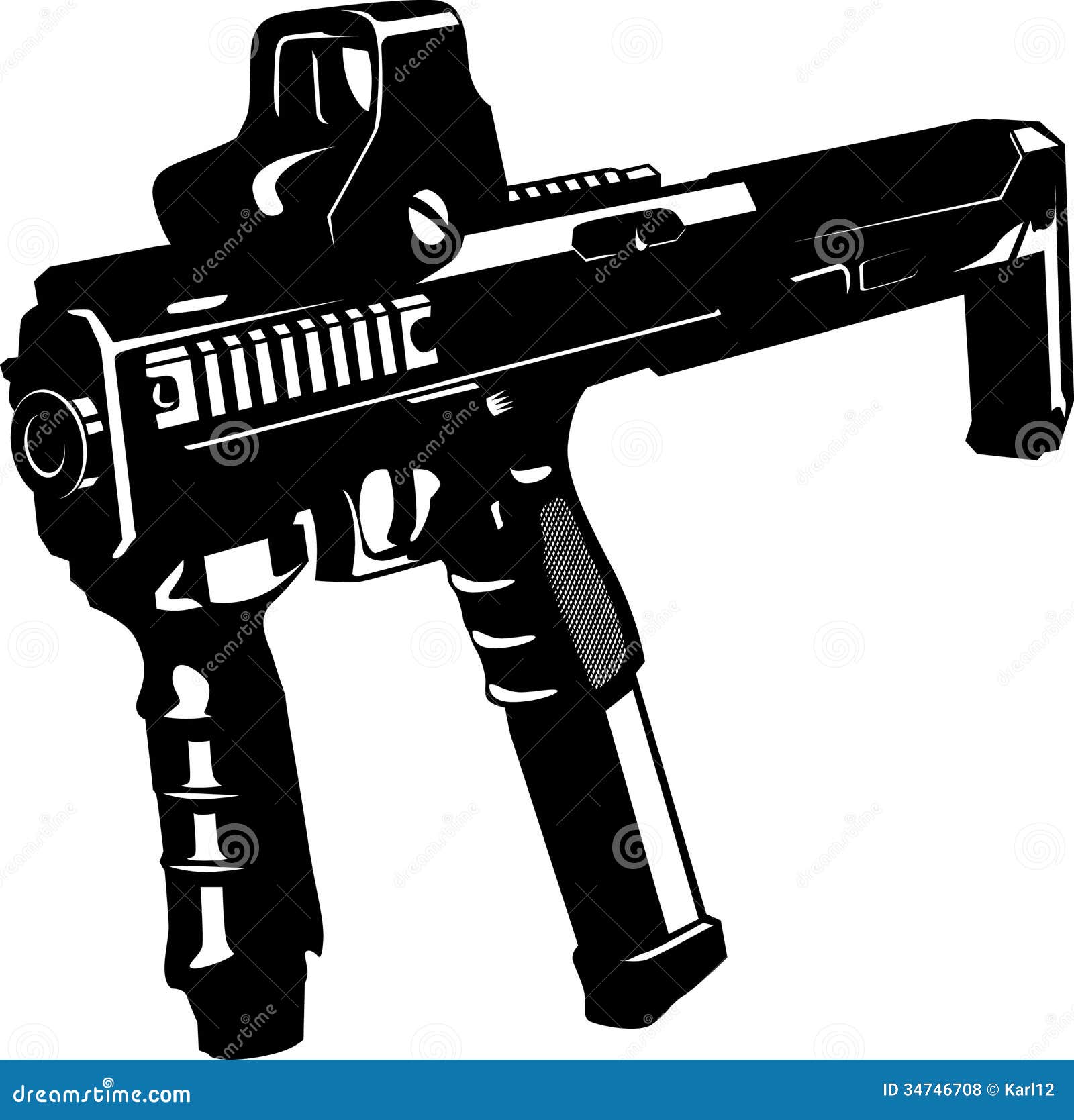 Machine gun stock vector. Illustration of issue, arms - 34746708