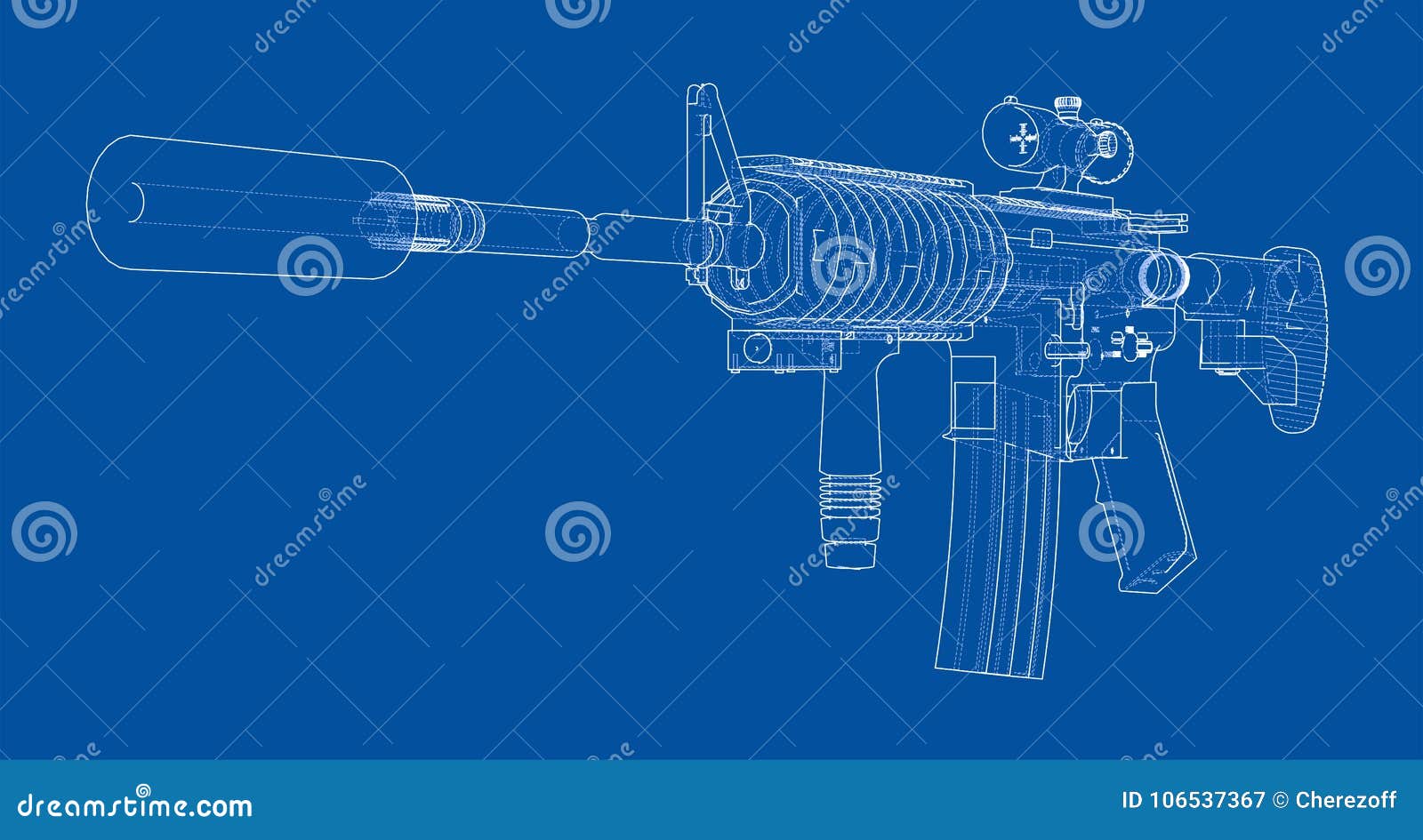 Machine Gun. Vector Rendering of 3d Stock Vector - Illustration of ...