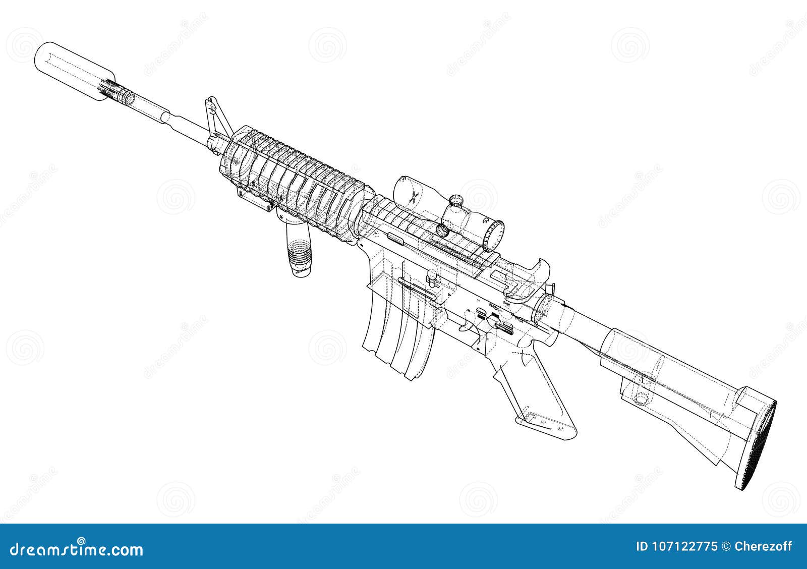 Machine Gun. Vector Rendering of 3d Stock Vector - Illustration of ...