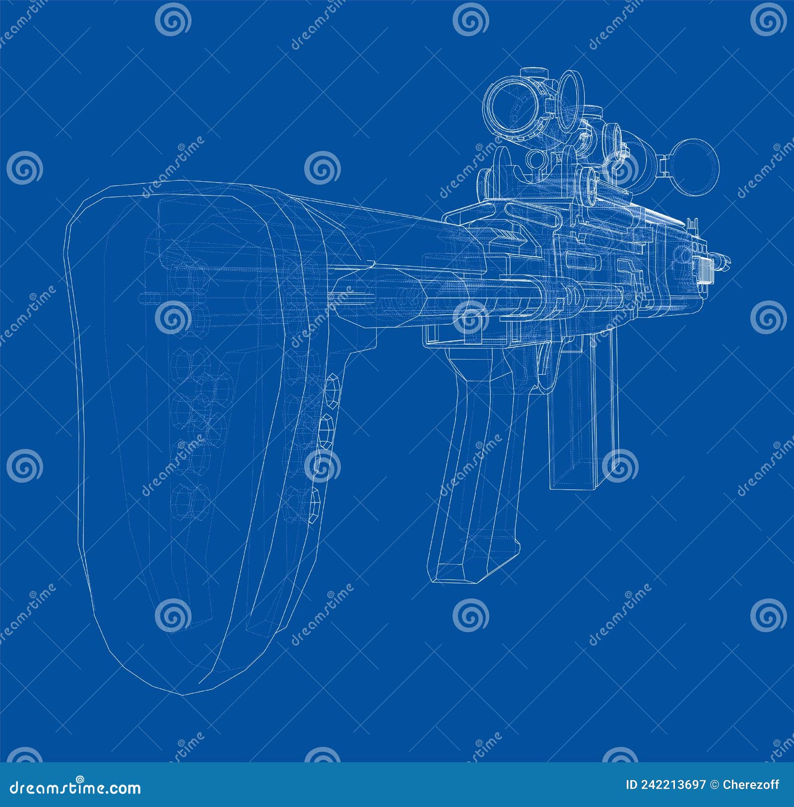 Machine Gun. Vector Rendering of 3d Stock Vector - Illustration of ...
