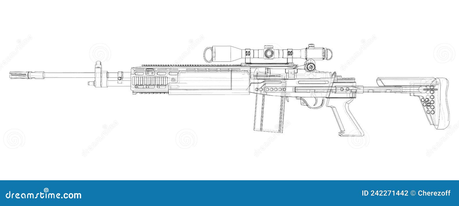 Machine Gun. Vector Rendering of 3d Stock Illustration - Illustration ...