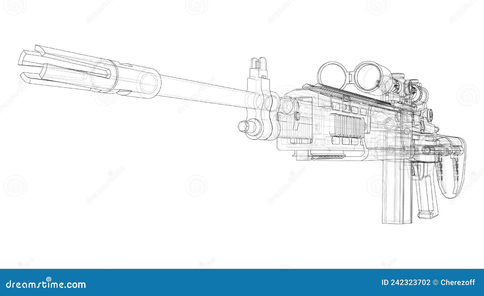 Machine Gun. Vector Rendering of 3d Stock Vector - Illustration of ...