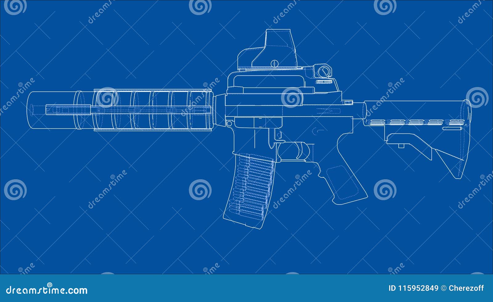 Machine Gun. Vector stock vector. Illustration of simple - 115952849