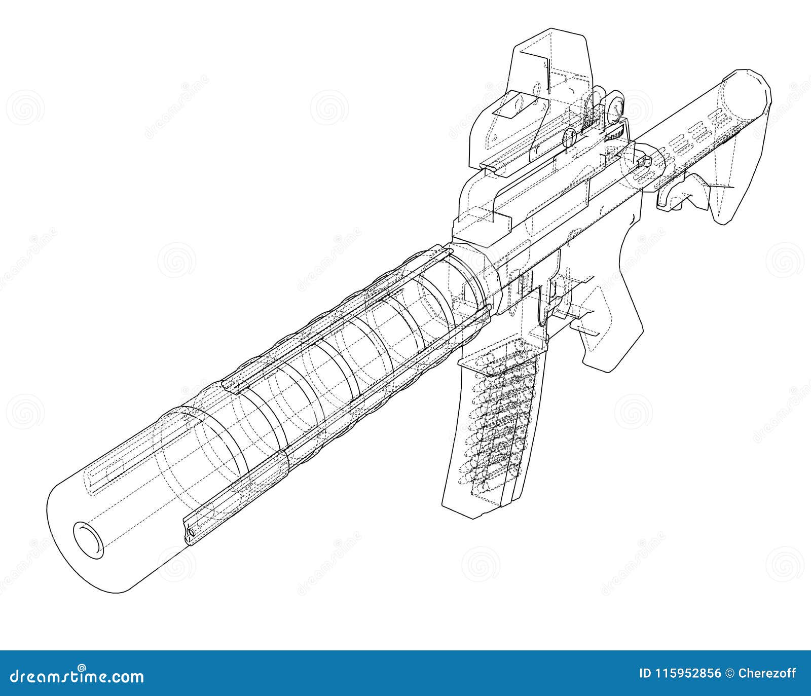 Machine Gun. Vector stock vector. Illustration of isolated - 115952856