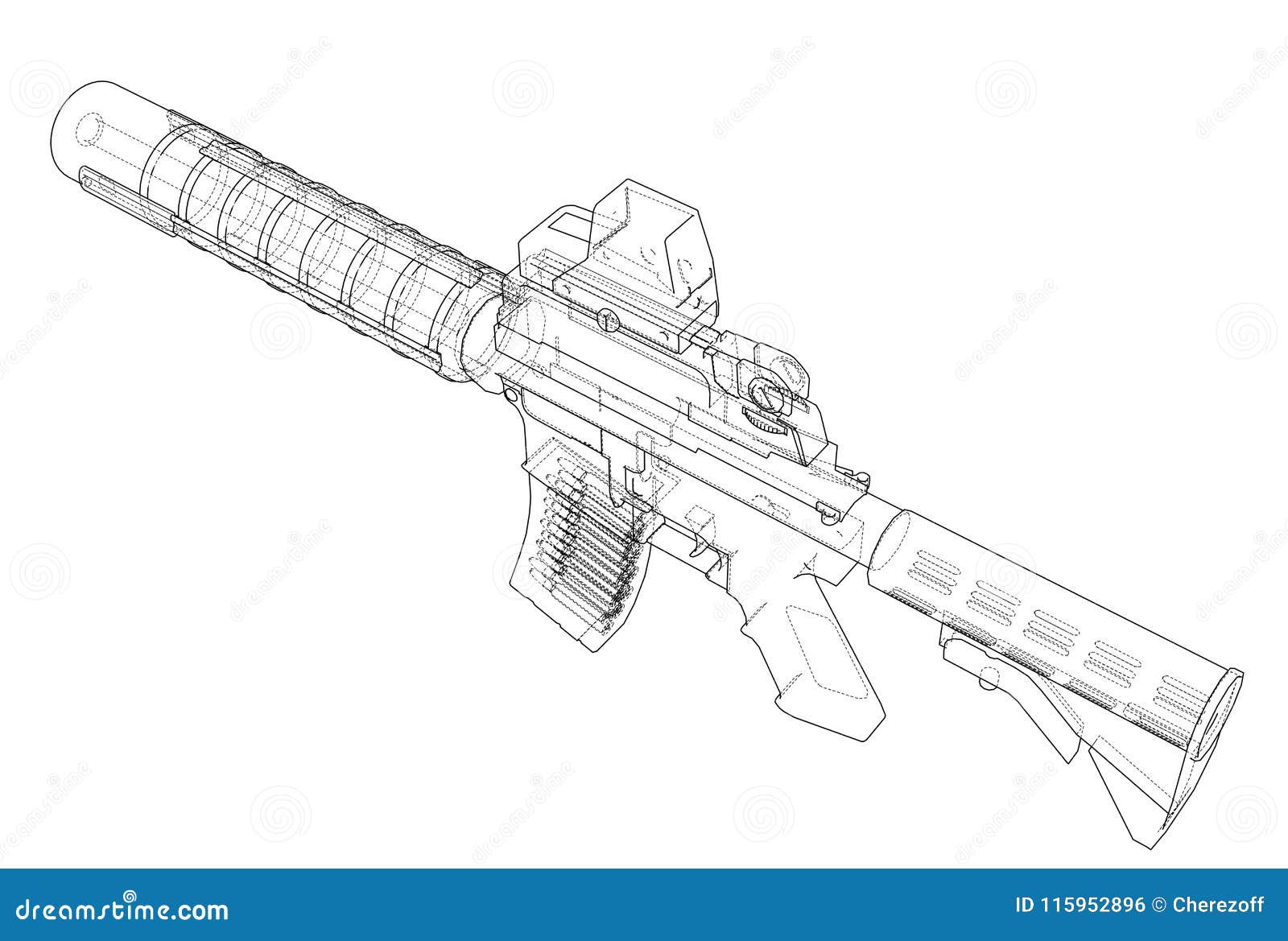 Machine Gun. Vector stock vector. Illustration of metal - 115952896