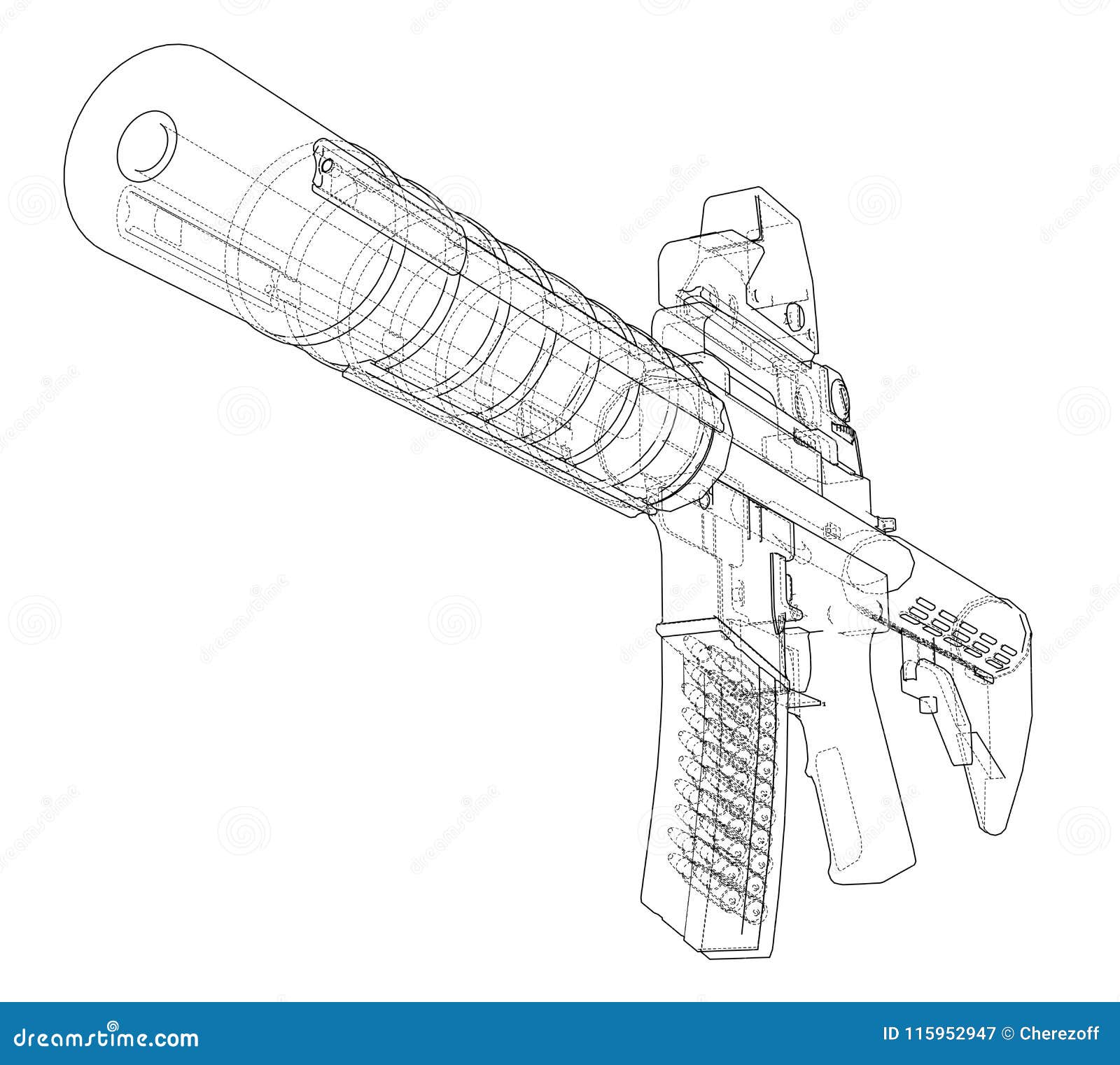 Machine Gun. Vector stock vector. Illustration of arms - 115952947