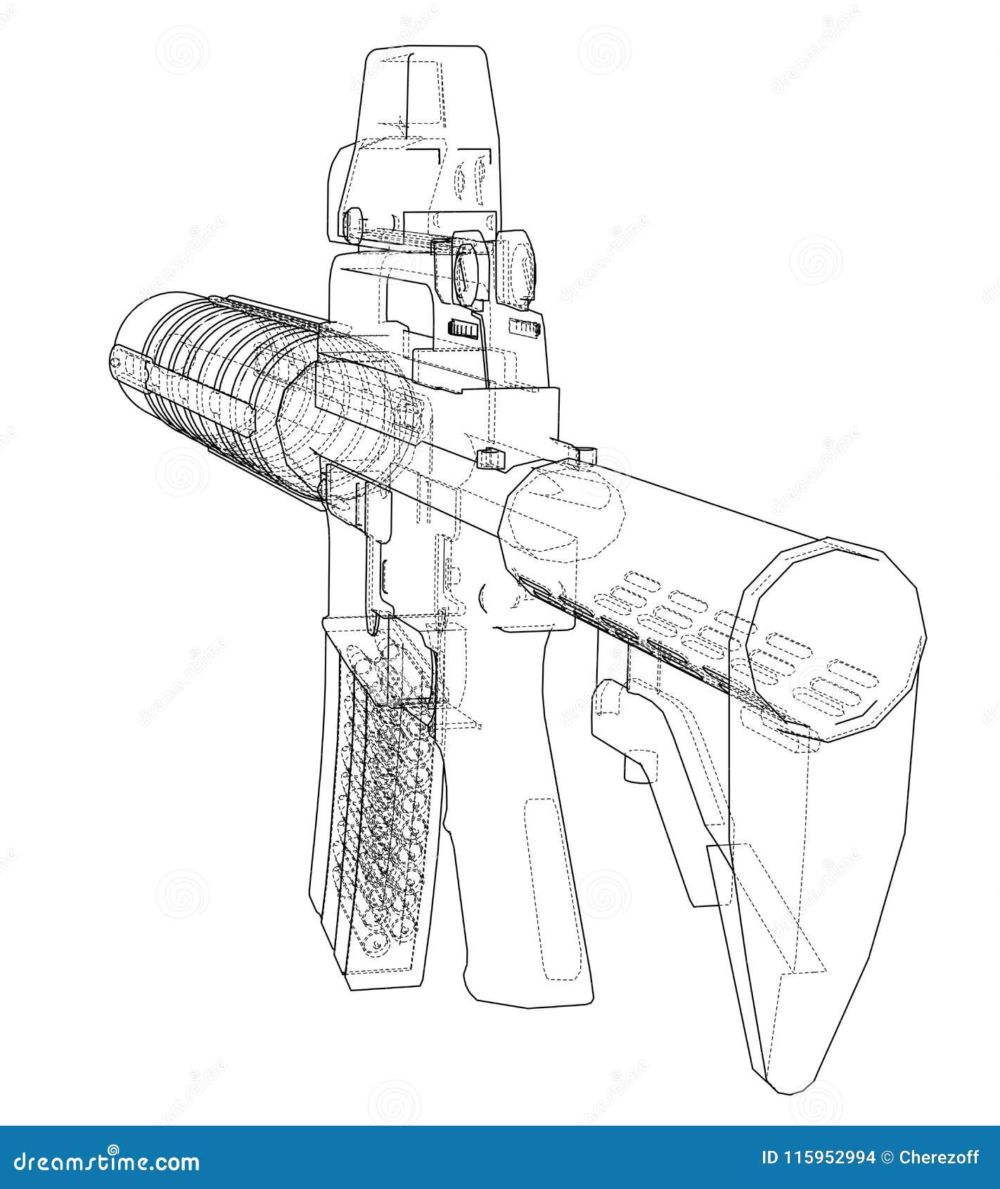Machine Gun. Vector stock vector. Illustration of metal - 115952994