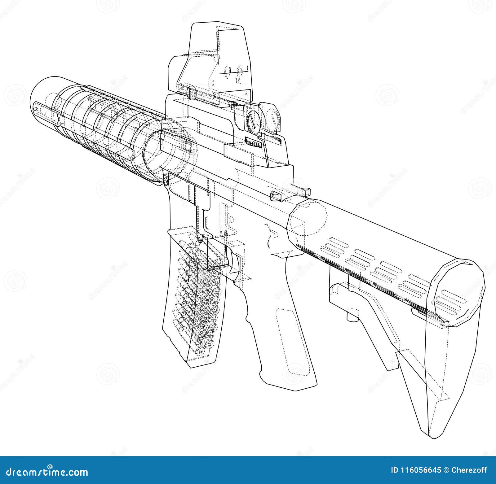 Machine Gun. Vector stock vector. Illustration of gradient - 116056645