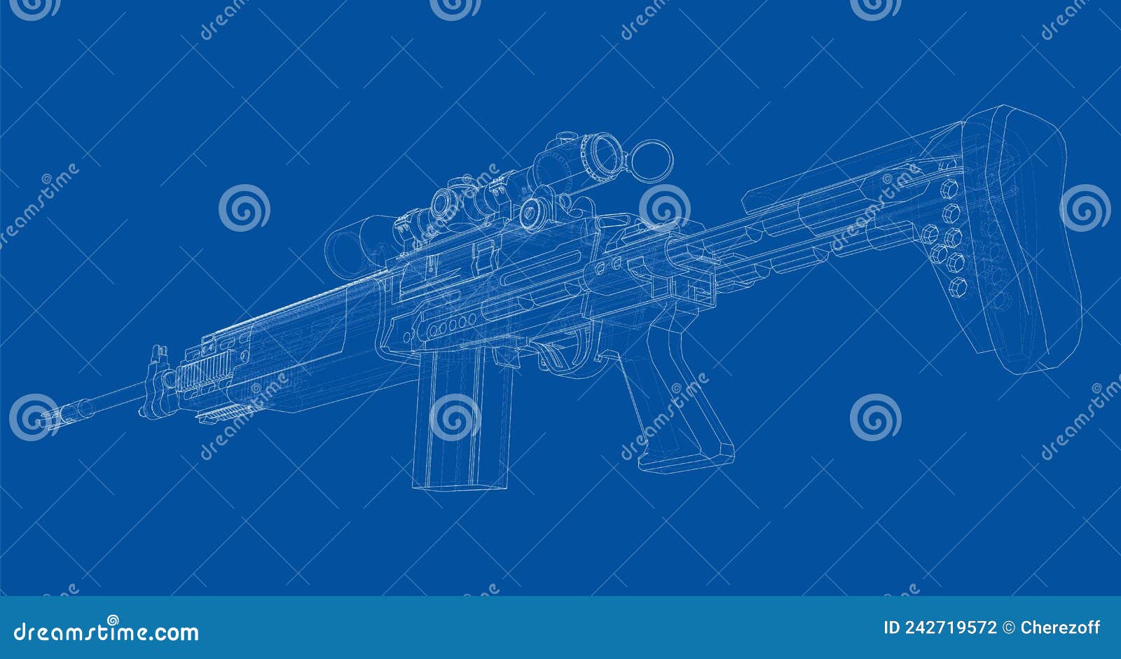 Machine Gun. Vector Rendering of 3d Stock Vector - Illustration of draw ...