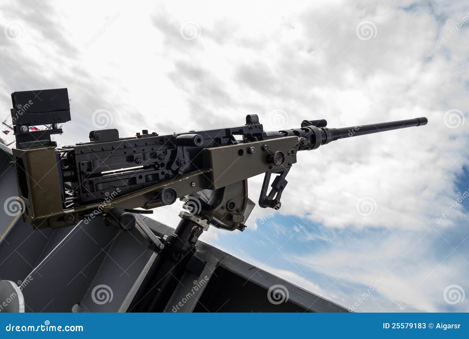 Machine gun on warship stock image. Image of navy, armament - 25579183