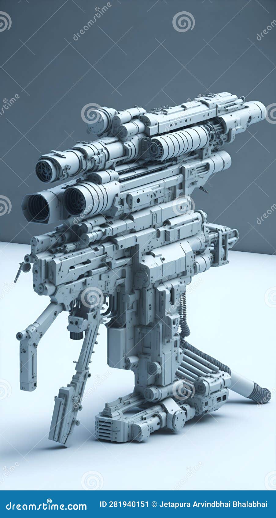 Machine Gun with White Background, Computer Rendering, AI Generative ...