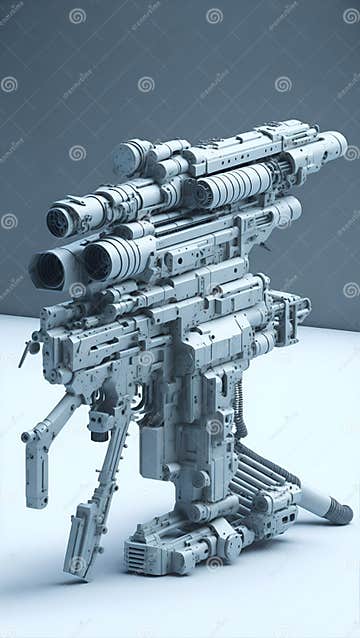Machine Gun with White Background, Computer Rendering, AI Generative ...