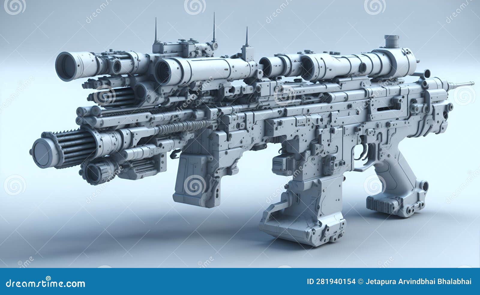 Machine Gun with White Background, Computer Rendering, AI Generative ...