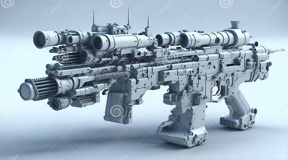 Machine Gun with White Background, Computer Rendering, AI Generative ...