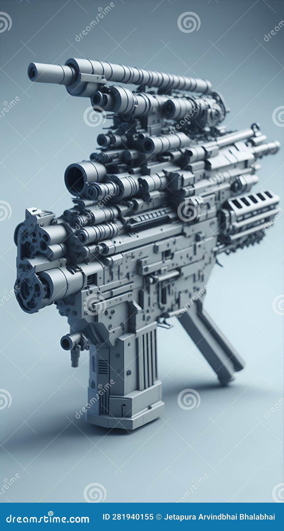 Machine Gun with White Background, Computer Rendering, AI Generative ...