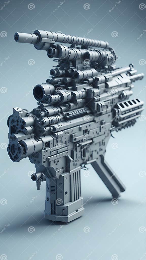 Machine Gun with White Background, Computer Rendering, AI Generative ...