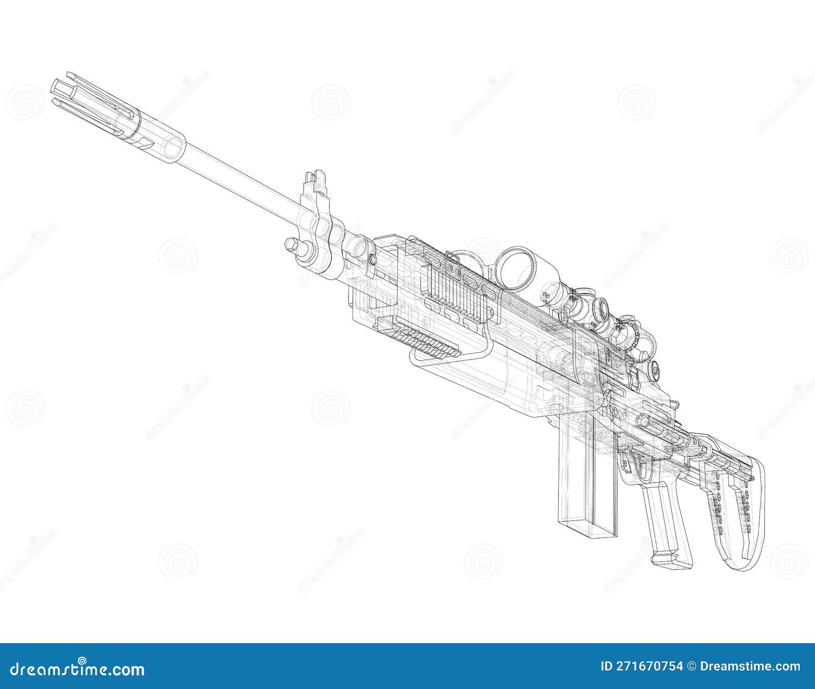 Machine Gun. 3d Illustration Stock Illustration - Illustration of ...
