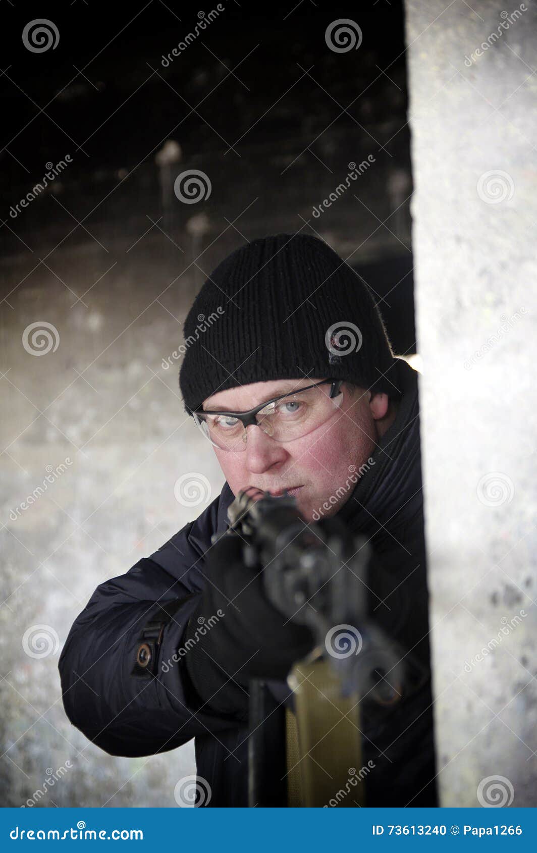 Machine gunner stock photo. Image of glass, hold, handgun - 73613240