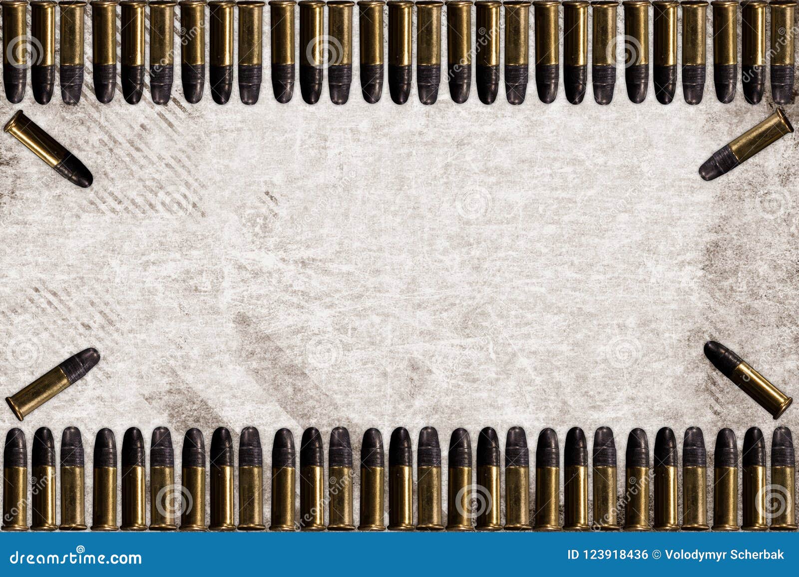 Machine Guns Bullets on Grey Background. Symmetrically Stock Photo ...