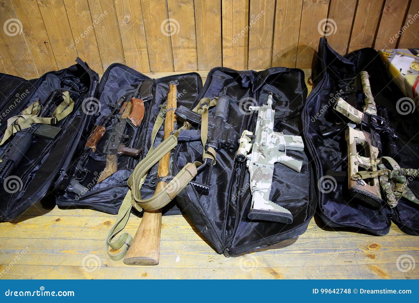 Machine Guns in the Extended Cases Stock Photo - Image of battle, metal ...