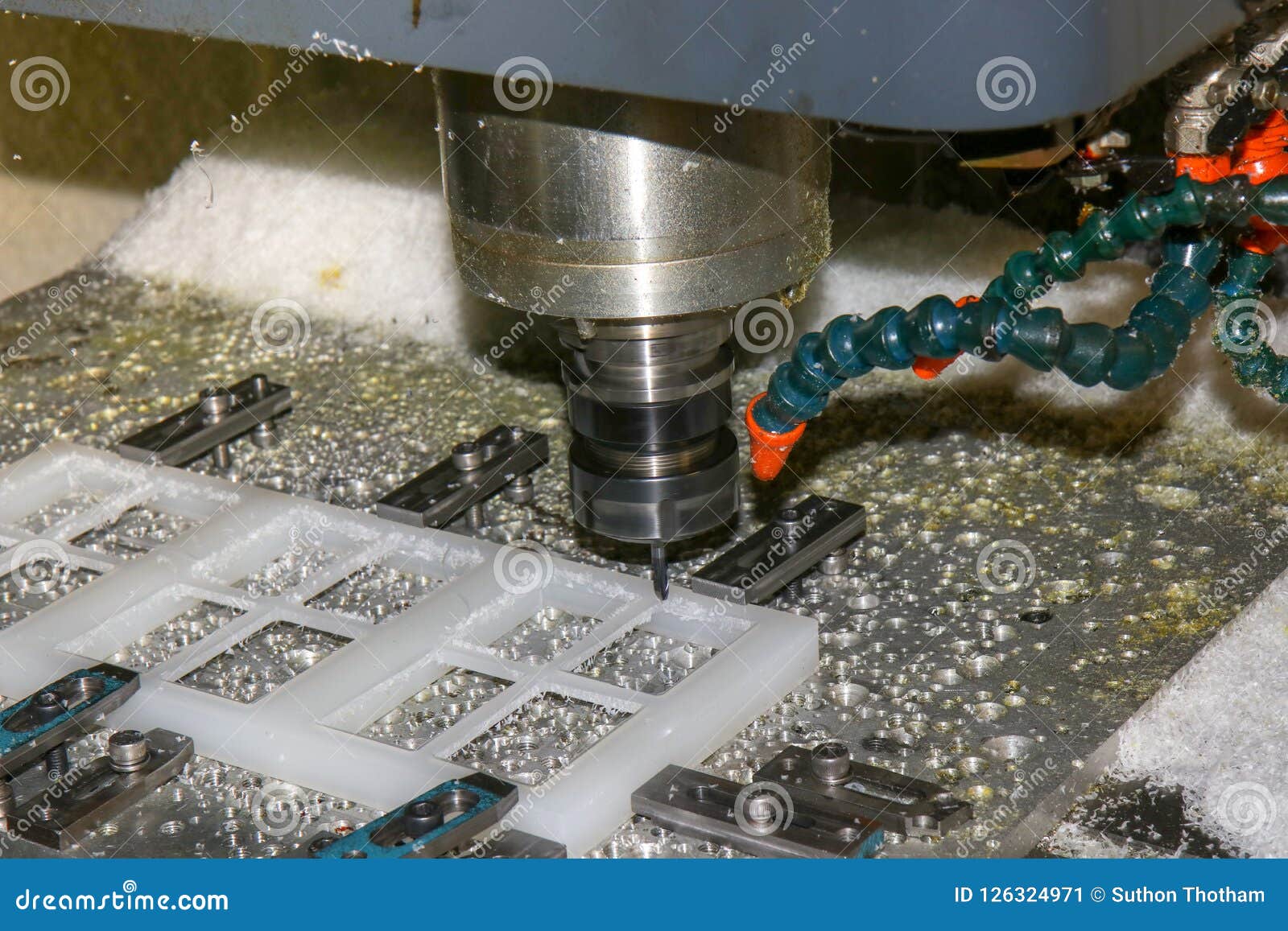 Machine Head Milling CNC Machineworking Process of Plastic Stock Image ...