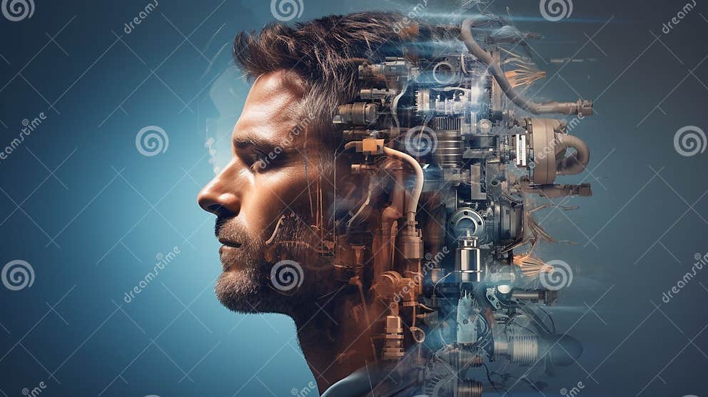 Artificial Intelligence in the Human Head. - Generative Ai. Stock ...